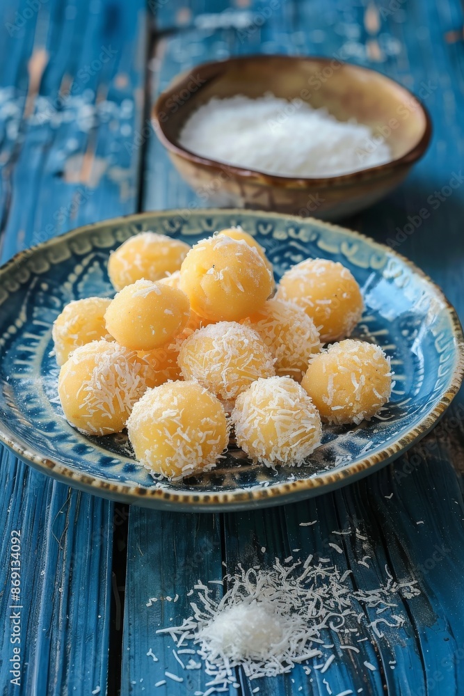 Mango Coconut Ladoo – sweet balls made of mango puree, desiccated ...