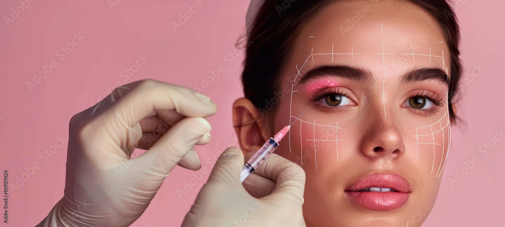 Foto de Stock Beautiful woman getting fillers in her face for aesthetic ...