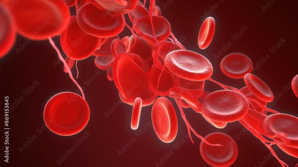 Blood vessel, hemoglobin close-up. Medical venous structure, dark ...
