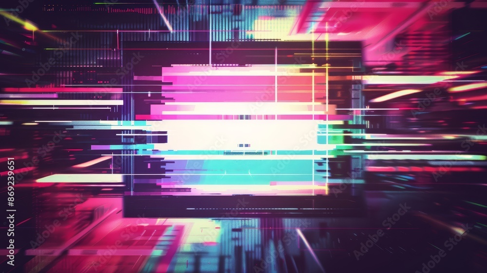 Video game glitch effect screen with pixel texture background. VHS ...
