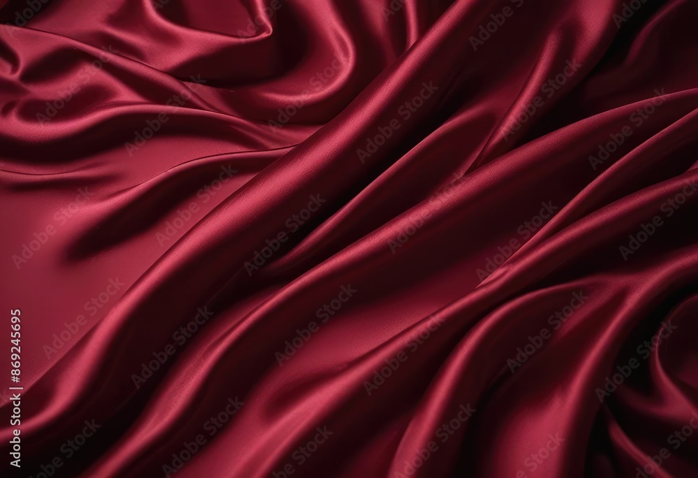 red silk fabric background, view from above. Smooth elegant black silk ...