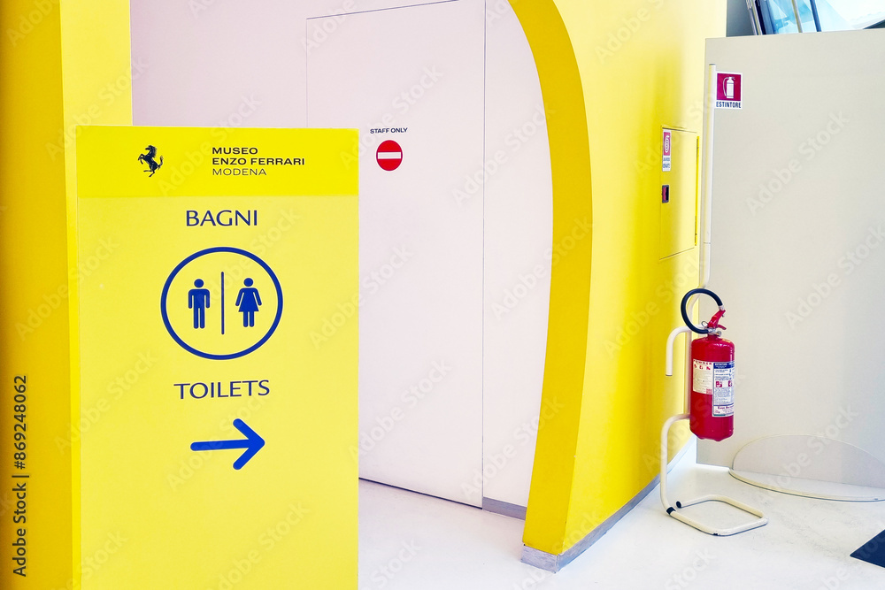 Modena, Italy, May 12, 2024: Modern Toilet Signage at Museo Enzo ...