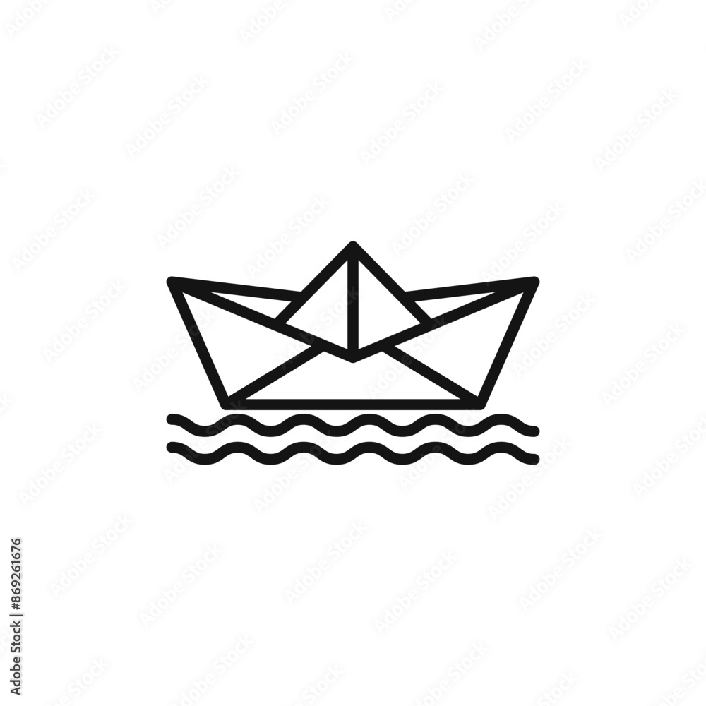 paper boat icon logo sign vector outline Stock Vector | Adobe Stock