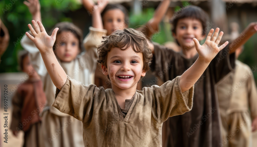 Children Acting Out Scenes from the Exodus Story Playful Reenactment of ...