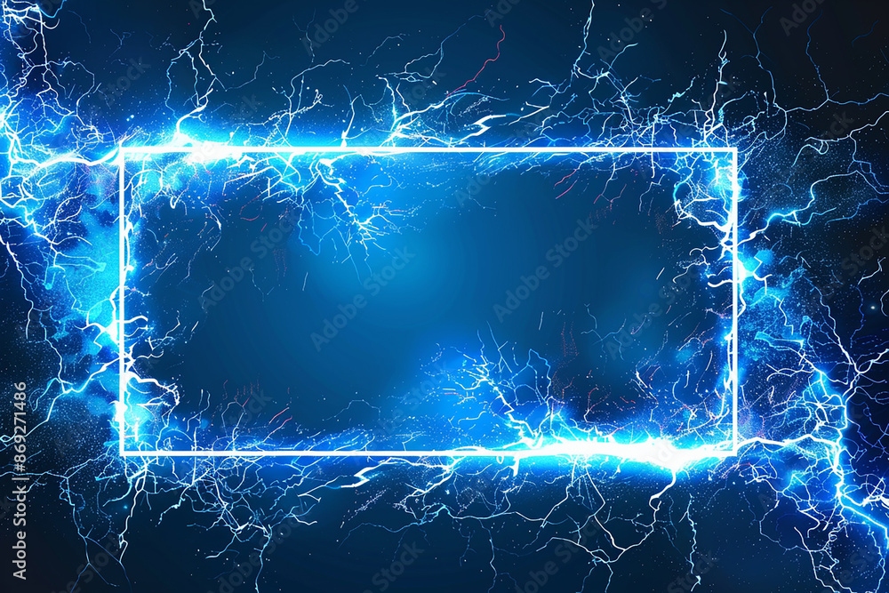 Electric frame with blue energy sparks. Concept of power, electricity ...
