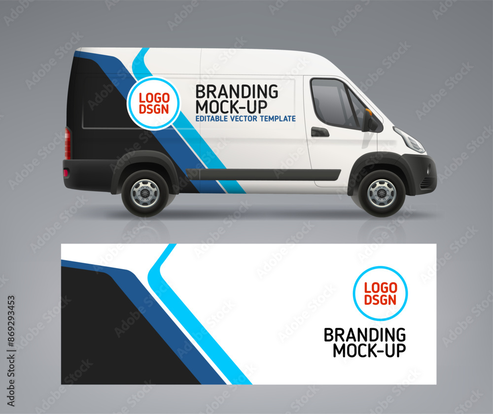 Vector Van mockup with branding and corporate identity wrap livery ...