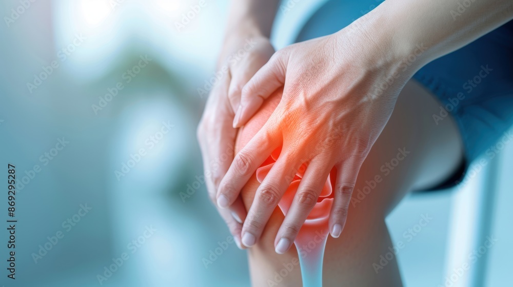 Visual of joint pain with highlighted red areas around the knees and ...