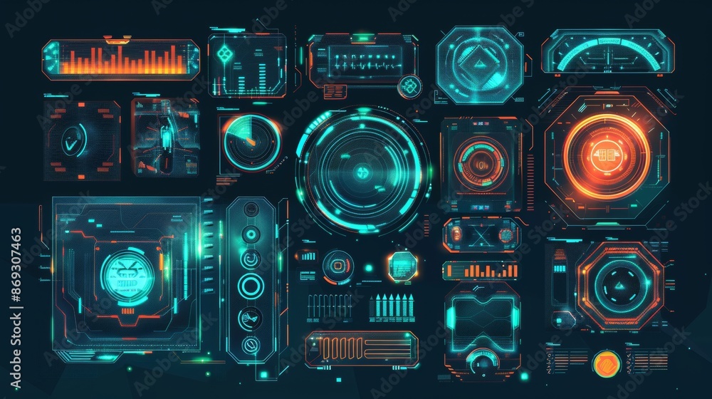 The graphic box is shaped as a transmission vehicle. Cyberpunk and retrofuturistic elements with ...