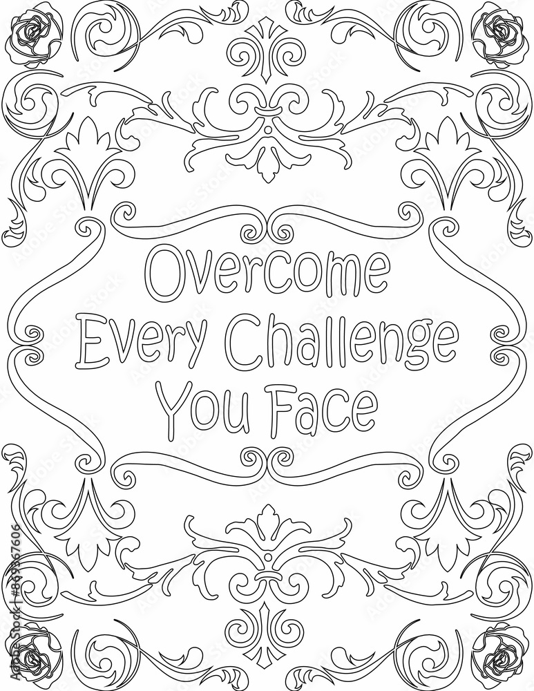 Printable floral coloring page for kids and adults with motivational ...