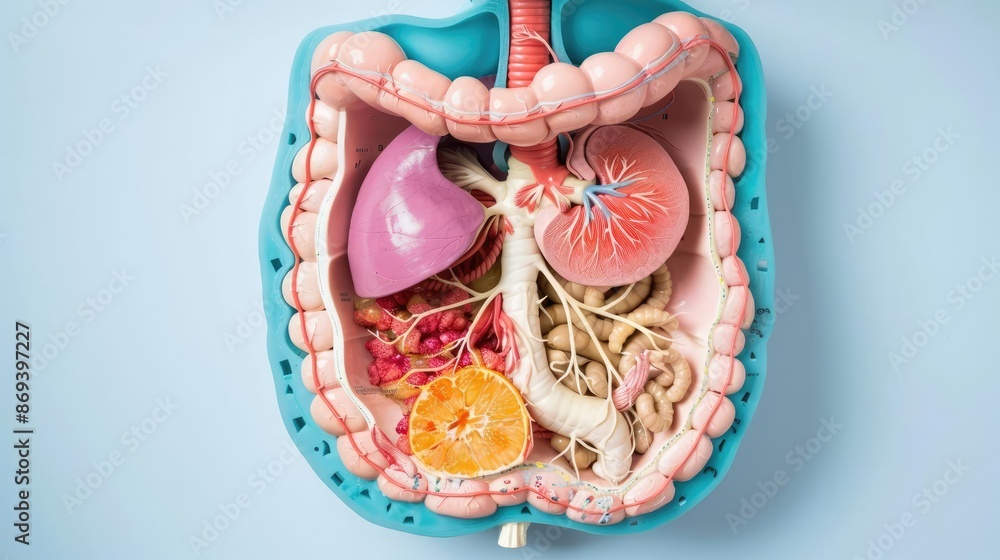 Cross-section of the stomach showing digestive zones and gastric ...