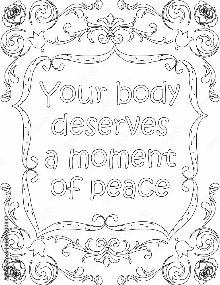Printable floral coloring page for kids and adults with inspirational ...