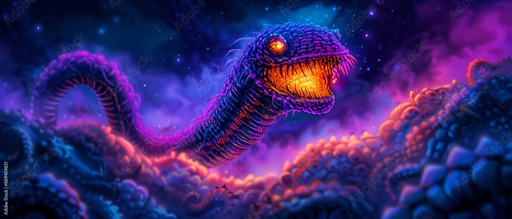Solar flare lighting up alien creatures in an underwater scene, high ...