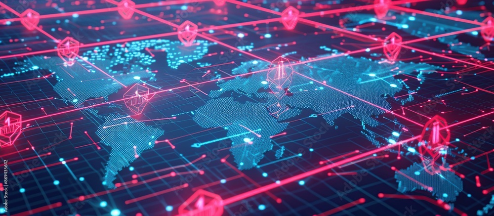 Illustration Stock Network connection system between countries in AI ...