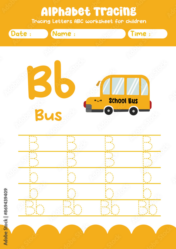 Alphabet tracing worksheet. A-Z writing pages. Letter B uppercase and ...