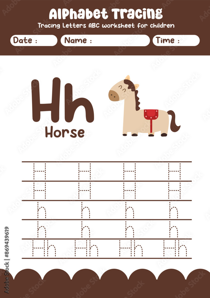Alphabet tracing worksheet. A-Z writing pages. Letter H uppercase and ...