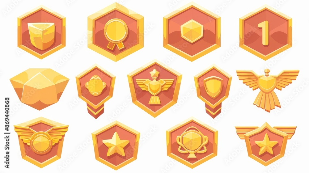 Insignia cartoon trophy level trophy medalue award design for 1st prize ...