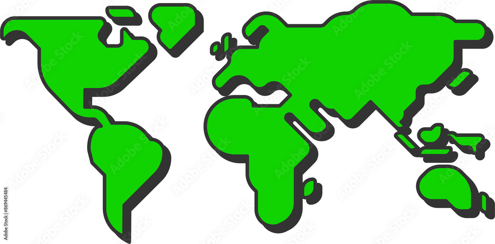 Flat Earth Maps Cartoon Illustration Stock Illustration | Adobe Stock