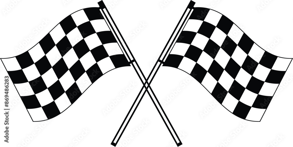 double crossed checkered flags eps vector Cut file racing flag ...