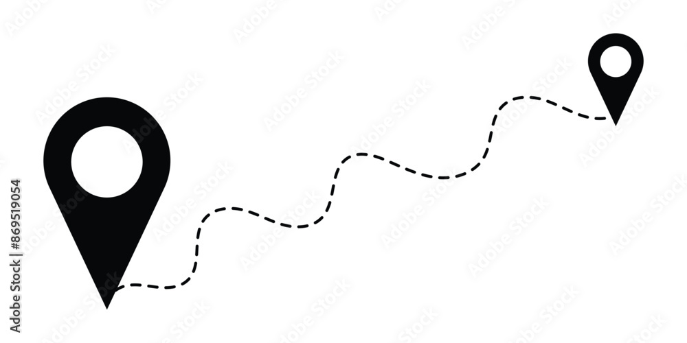 Road location icon. Route location icon isolated on white background ...