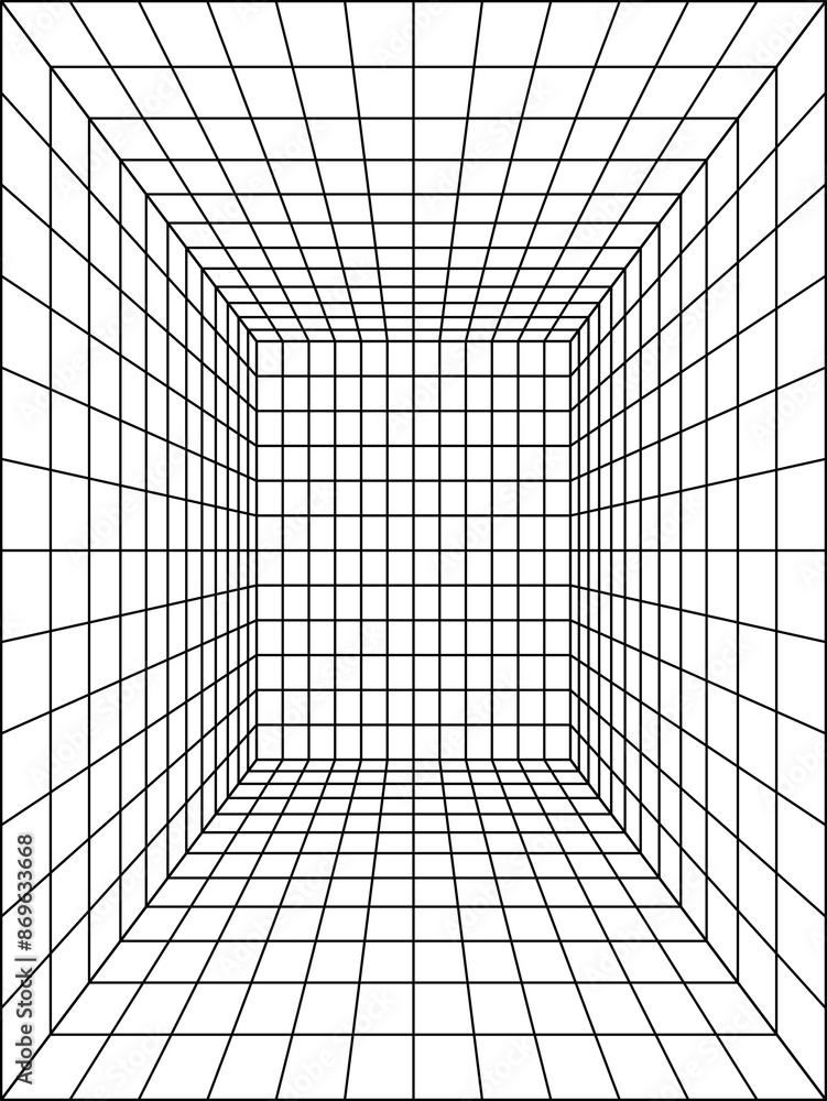 One Point Perspective Grid for Interior Design,One Room Perspective ...