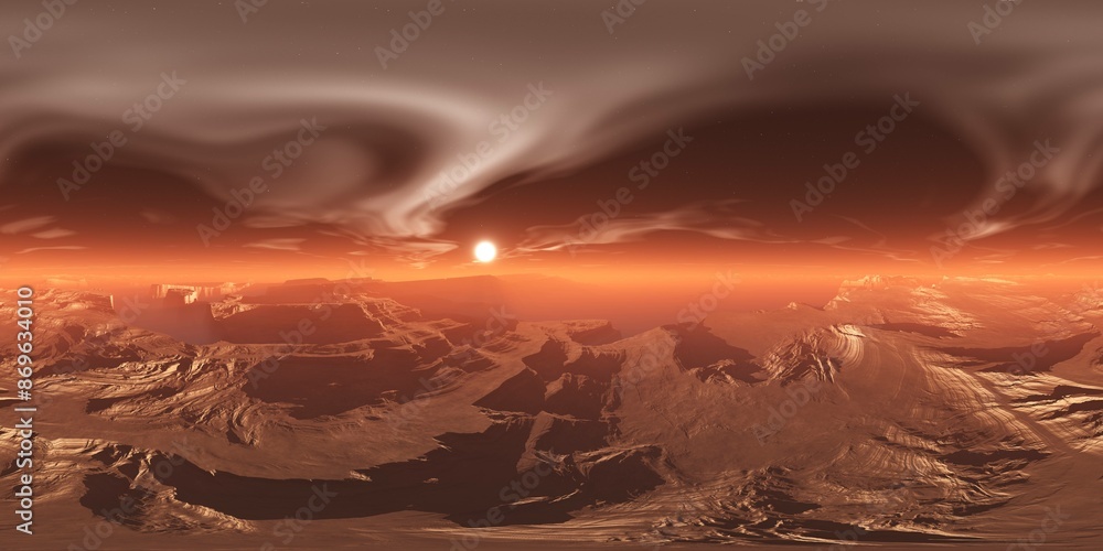 Martian landscape. HDRI . equidistant projection. Spherical panorama ...
