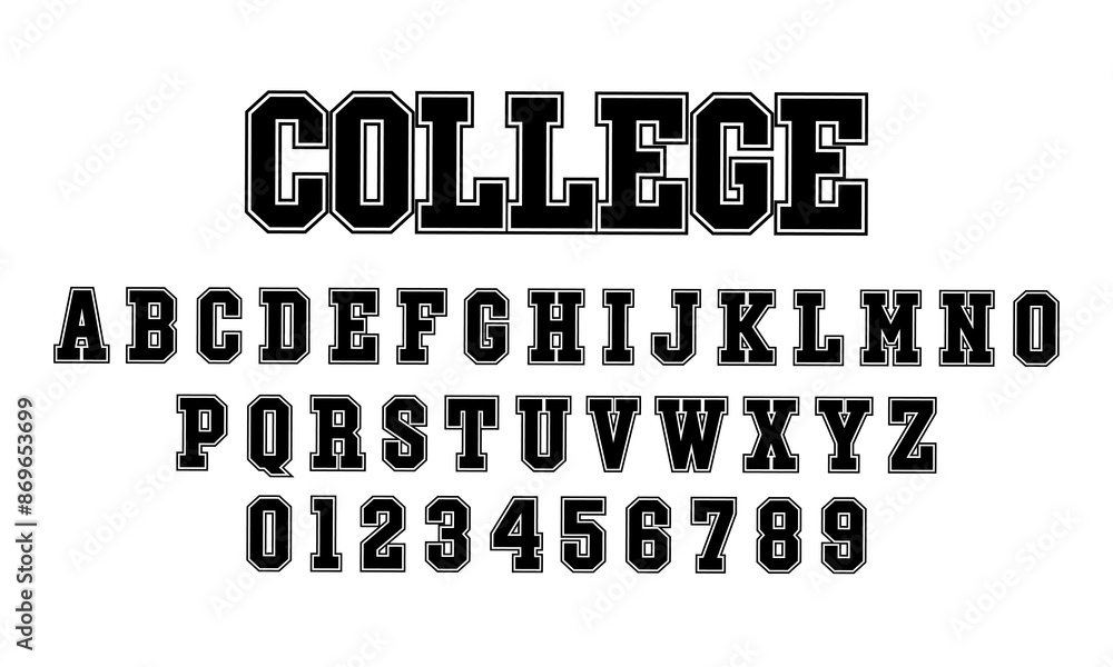 College Abstract font alphabet. Minimal modern urban fonts for logo ...