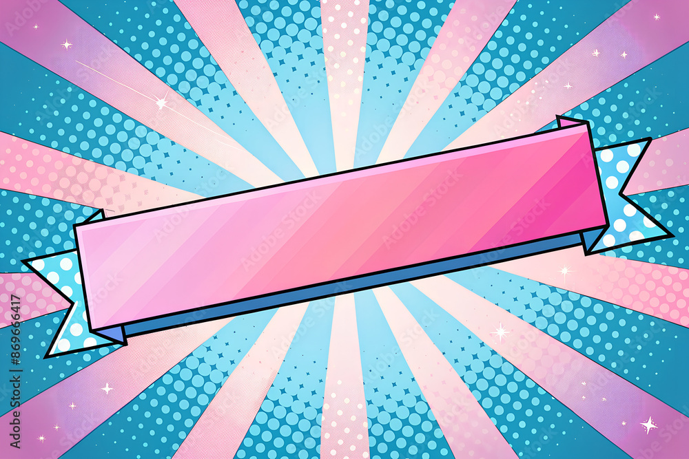 Colorful pop art banner with vibrant pink and blue tones, featuring a ...