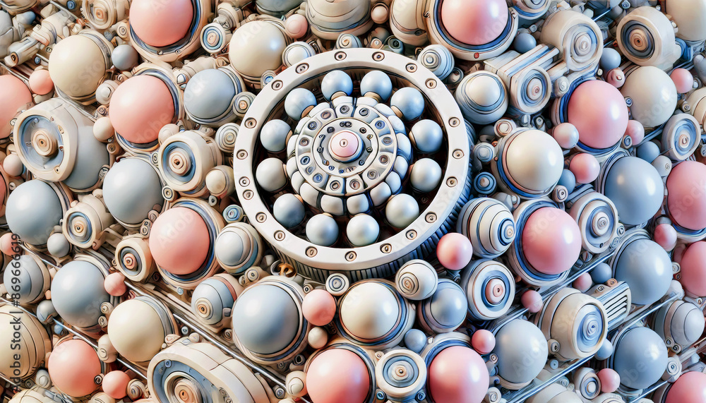 A complex and intricate abstract artwork featuring numerous ...