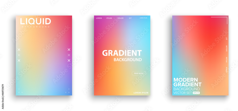 Set of vector gradient backgrounds with grainy texture. For covers ...