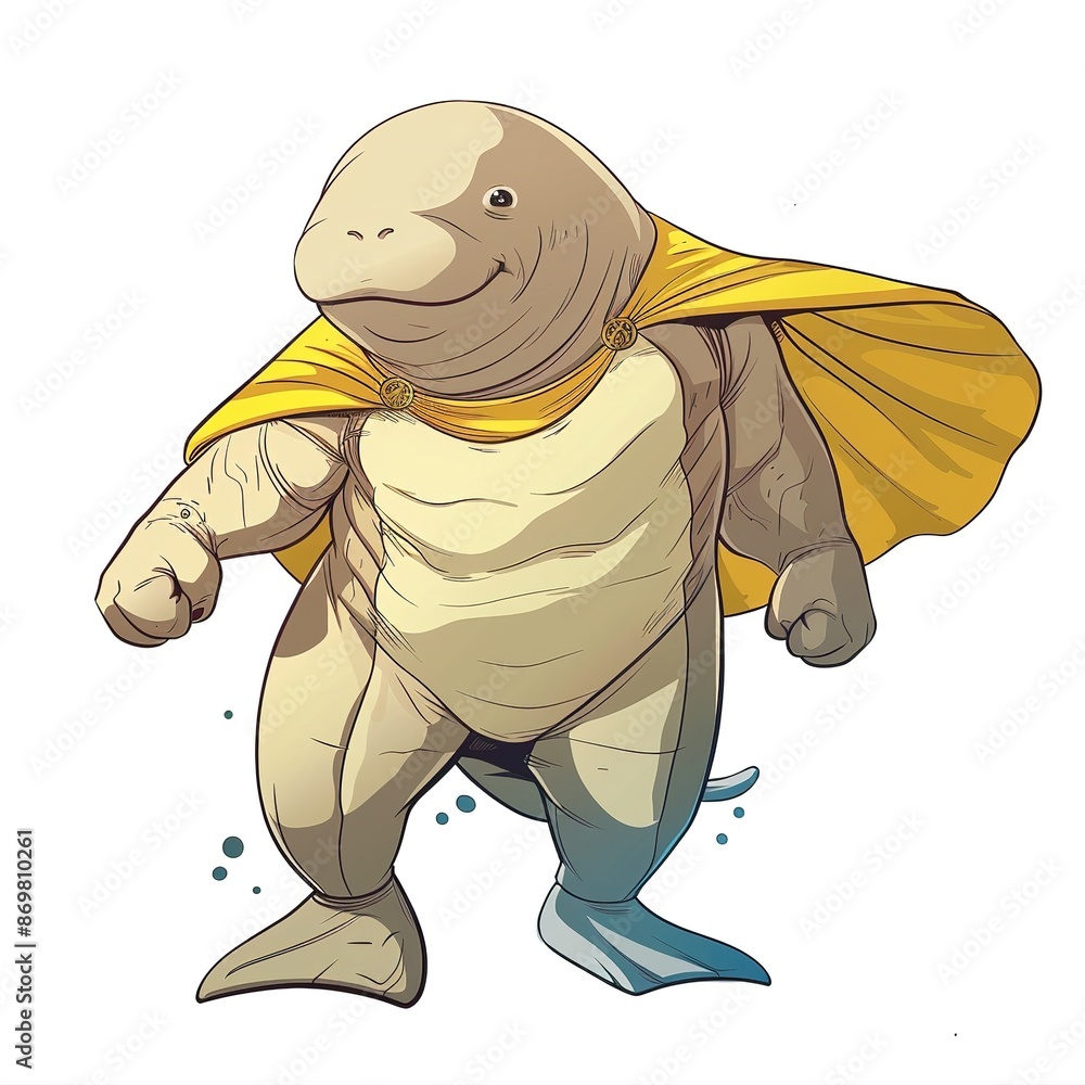 Dugong superhero cartoon isolated whitebackground Stock Illustration ...