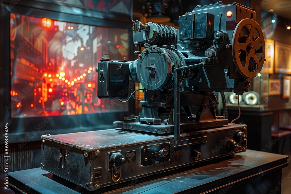 Vintage Film Projector on Display in a Museum Setting Stock Photo ...