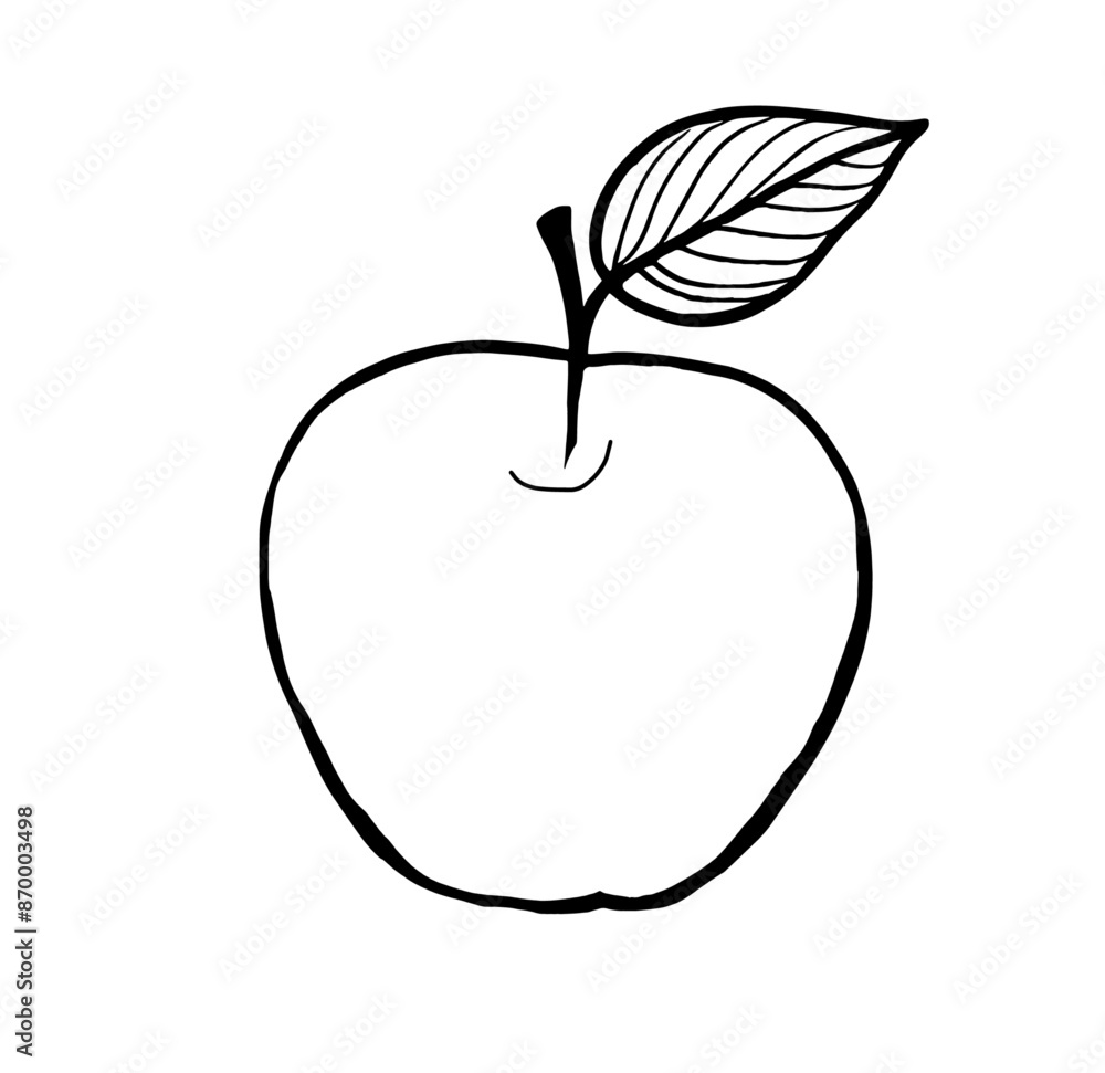 Apple, coloring page for young kids learning, illustration. Stock ...