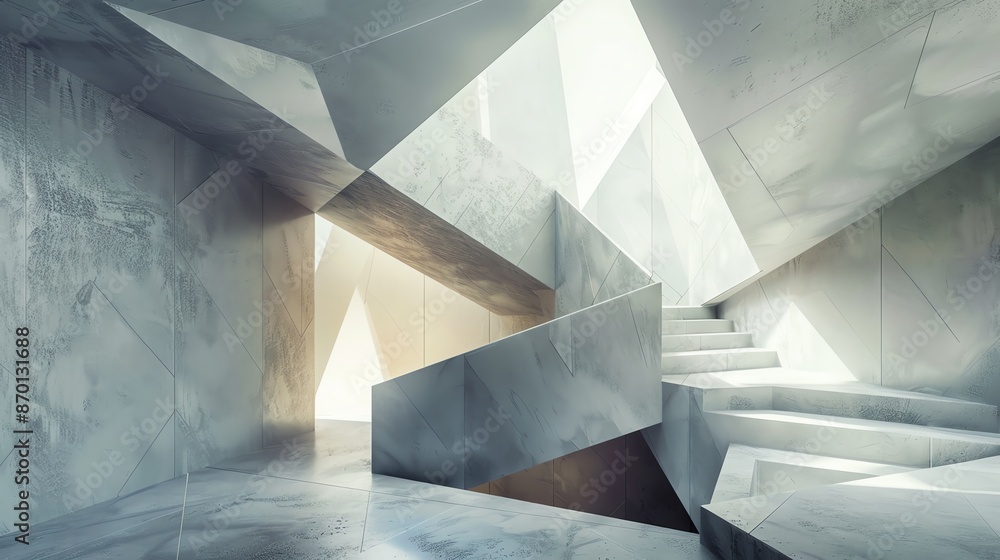 Modern abstract architectural design with geometric shapes and light ...
