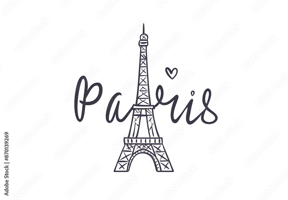 Continuous one line drawing of Paris skyline. French landmarks buildings and city architecture ...