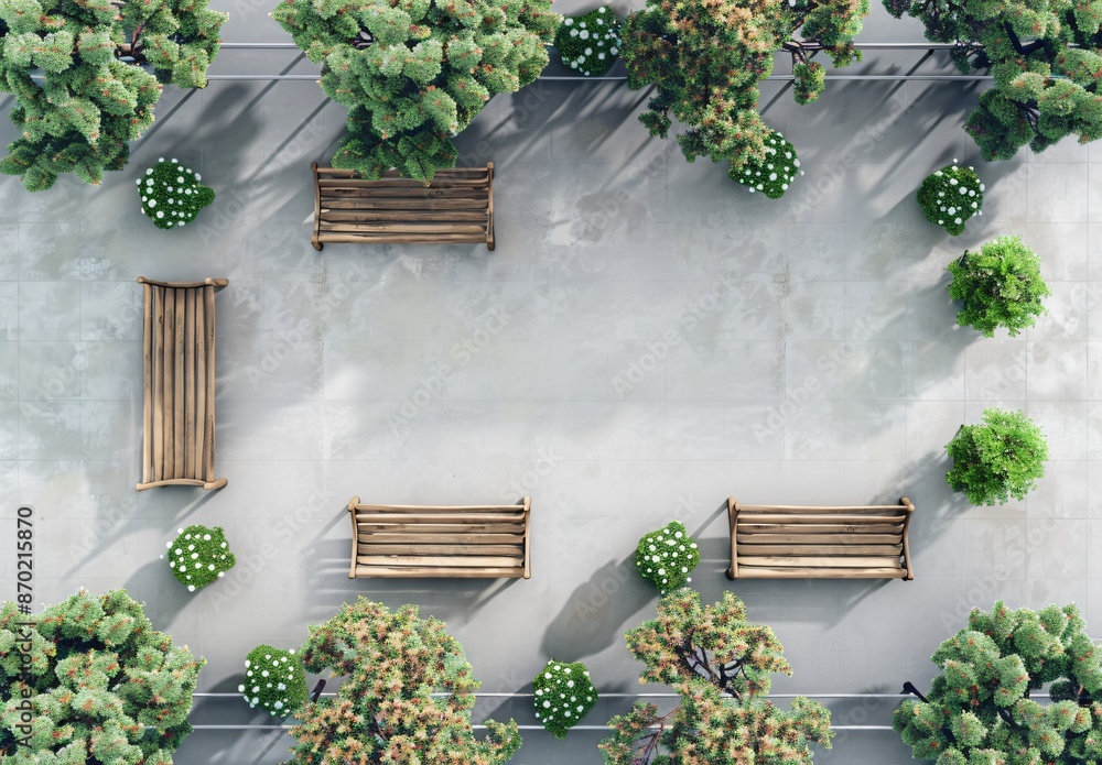 ooden landscaping Collection vector plan view symbols Set benches top ...