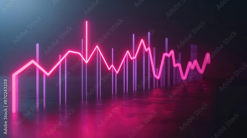 Advanced financial graphs, glowing neon charts, dark minimalist background, futuristic data ...