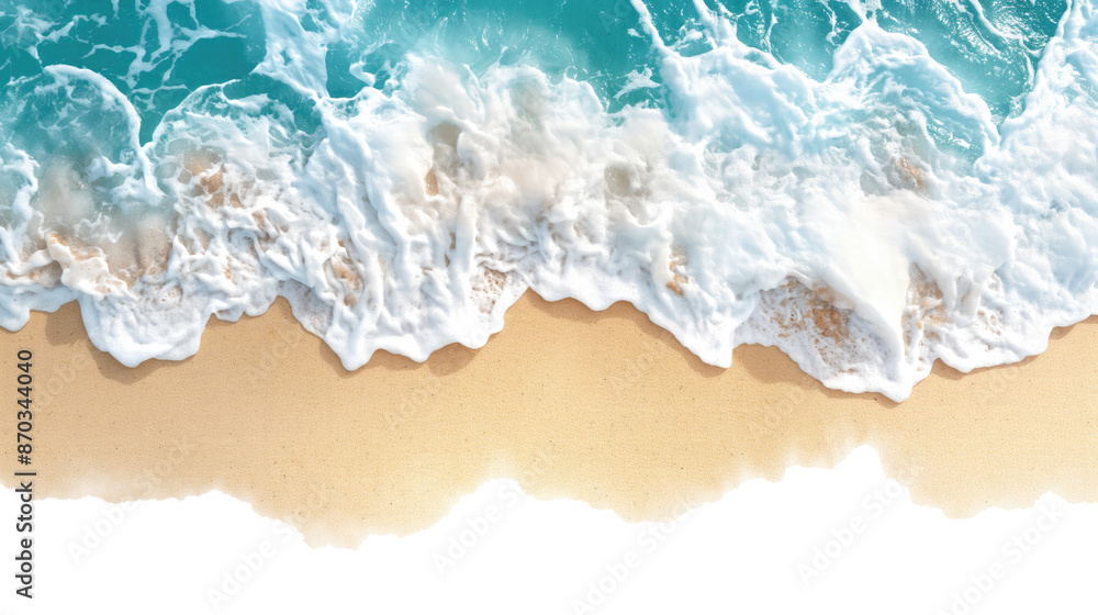 sea waves on the beach isolated on transparent white background ...