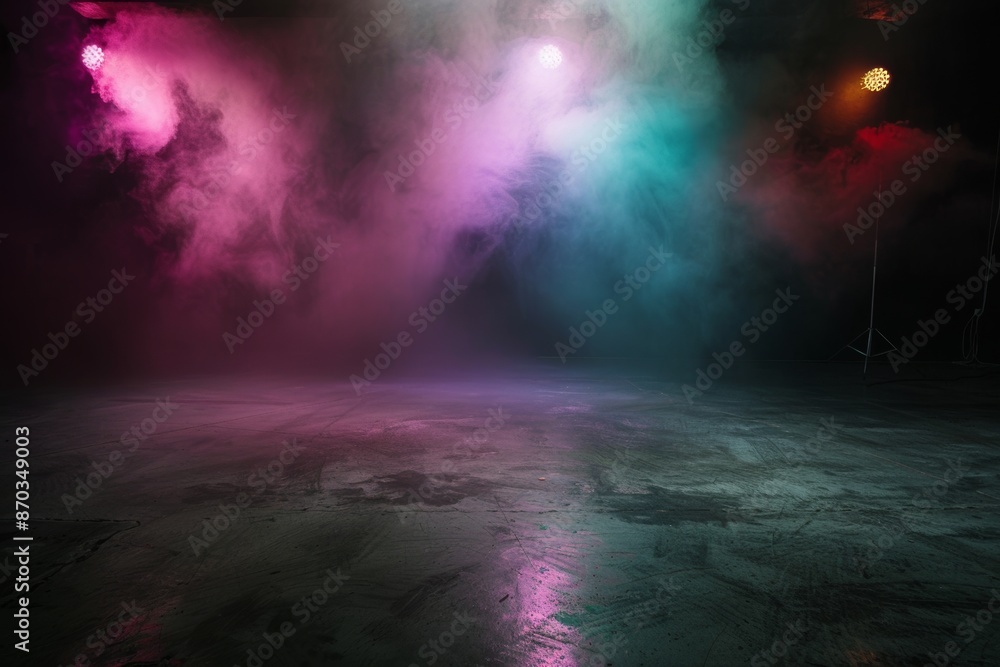 Performance stage product background or dance-floor disco with lights ...