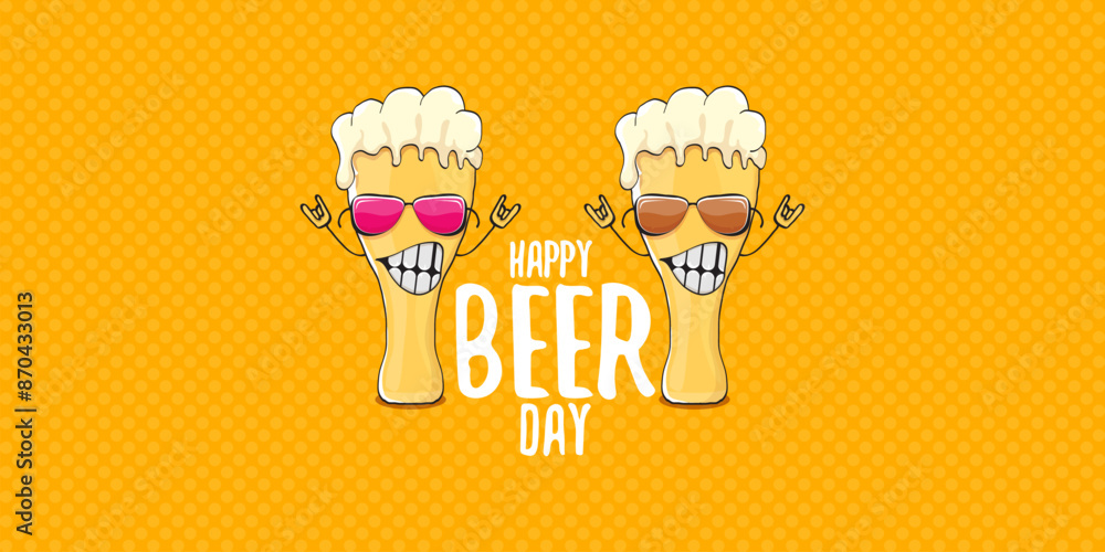 International beer day horizontal banner or summer poster with vector ...