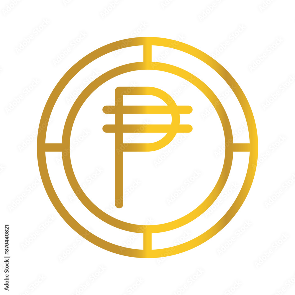 Philippine currency peso golden coin, can be used as a design symbol ...