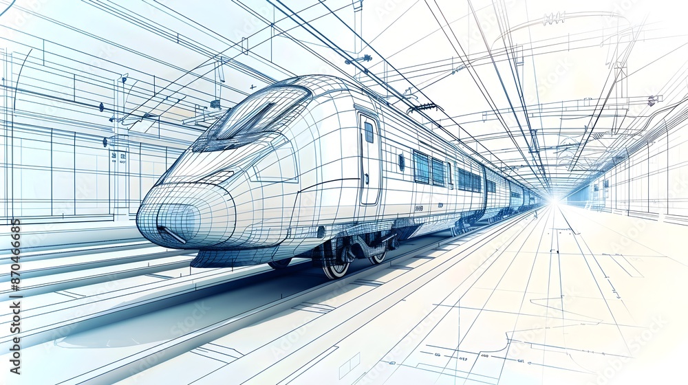 Structural Diagram of High Speed Train Manufacturing Process on White ...