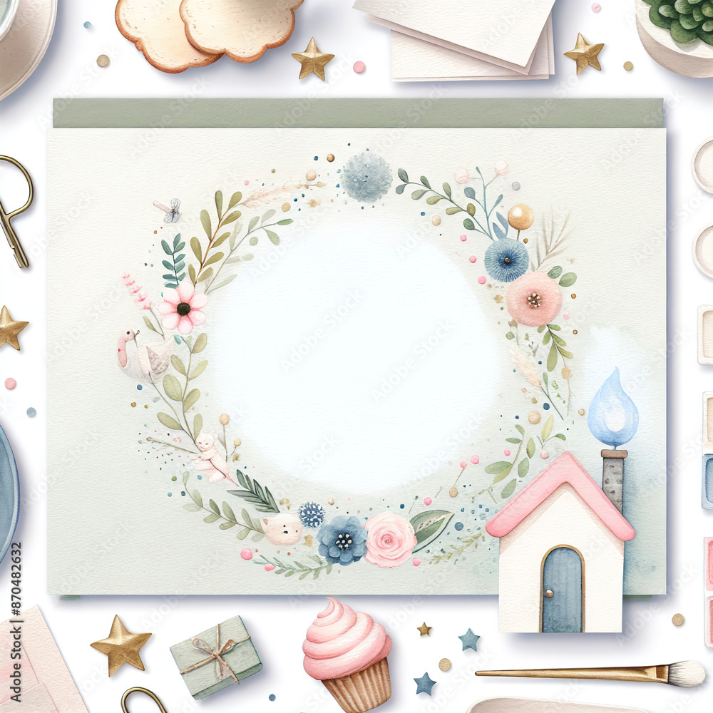 Watercolor Housewarming Card Background Design: Perfect Clipart for ...