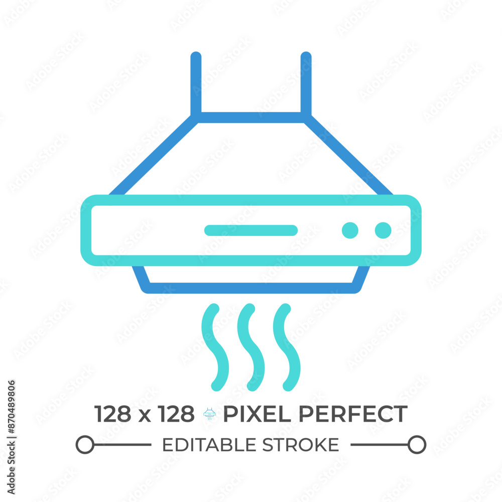 Kitchen hood two color line icon. Ventilation system. Electrical device ...