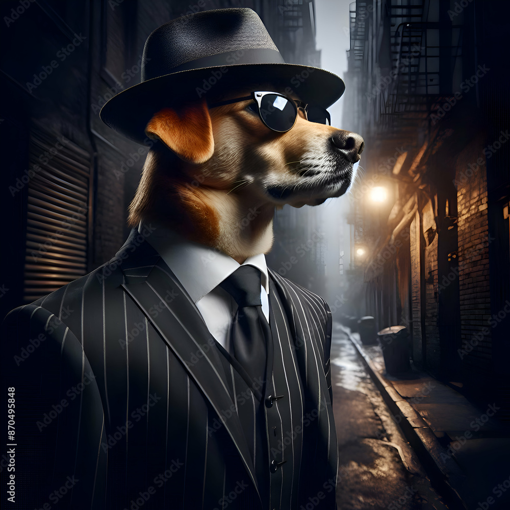 Shadowy Canine Underworld: The Mysterious Mafia Dog in a Sharp Suit and ...