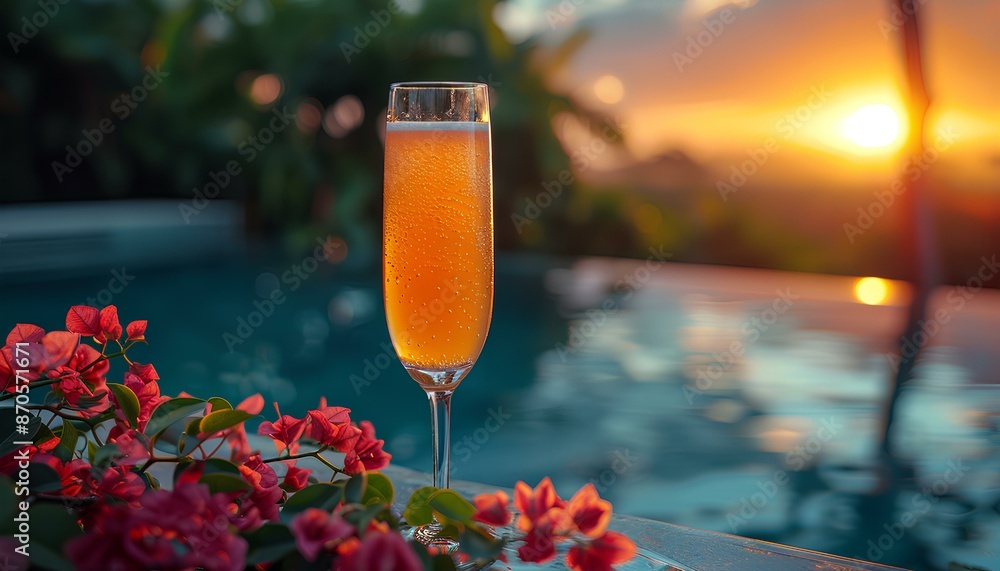 mimosa, cocktail, swimming, pool, sunset, summer, alcoholic, beverage ...