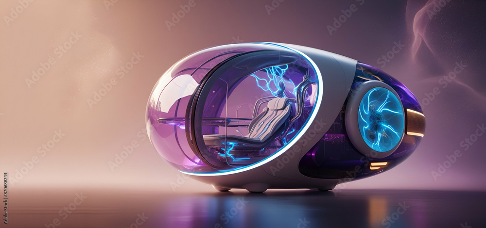 Futuristic compact toy car on white background. Modern small autonomous ...