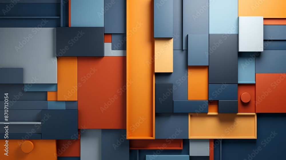unrestrained forms flat design top view limitless art 3D render Splitcomplementary color scheme ...