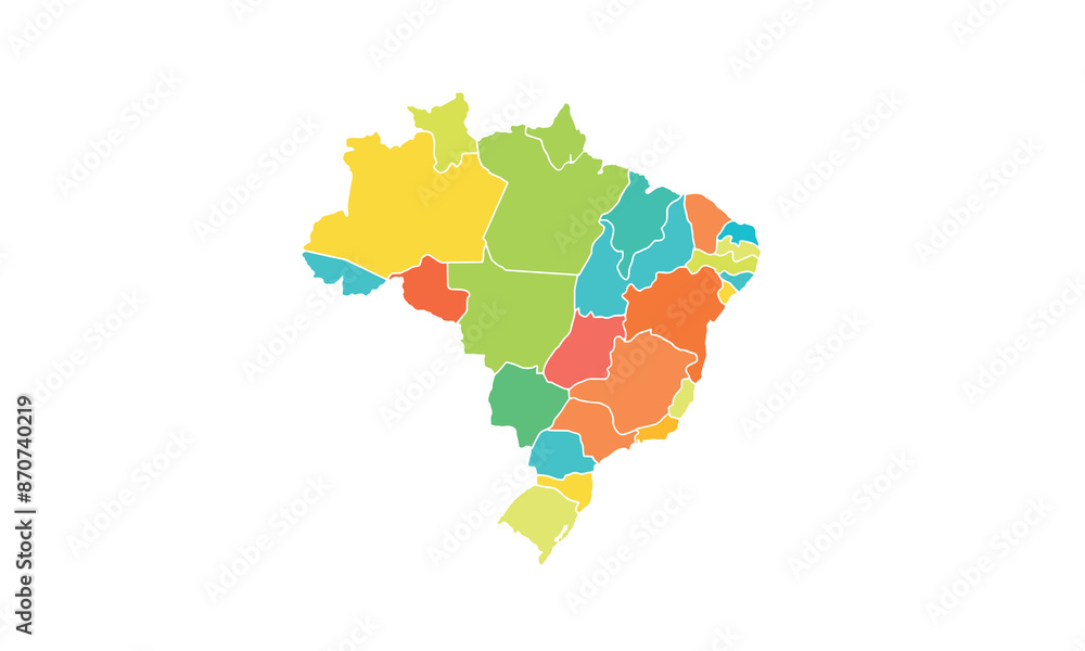 Map of Brazil isolated modern colorful style. for website layouts ...