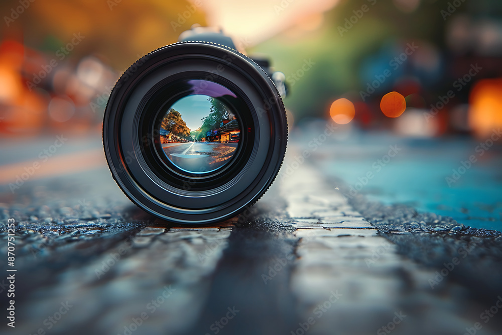 Itinerary journey roadmap blurry camera lens Stock Photo | Adobe Stock