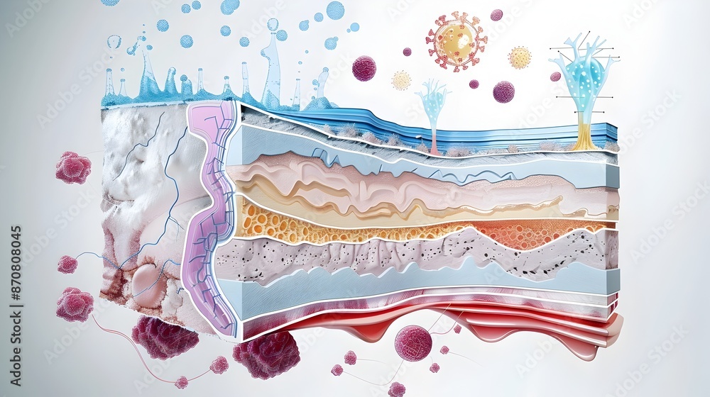 Detailed Cross-Section Diagram of Skin Layers Highlighting Enzyme ...